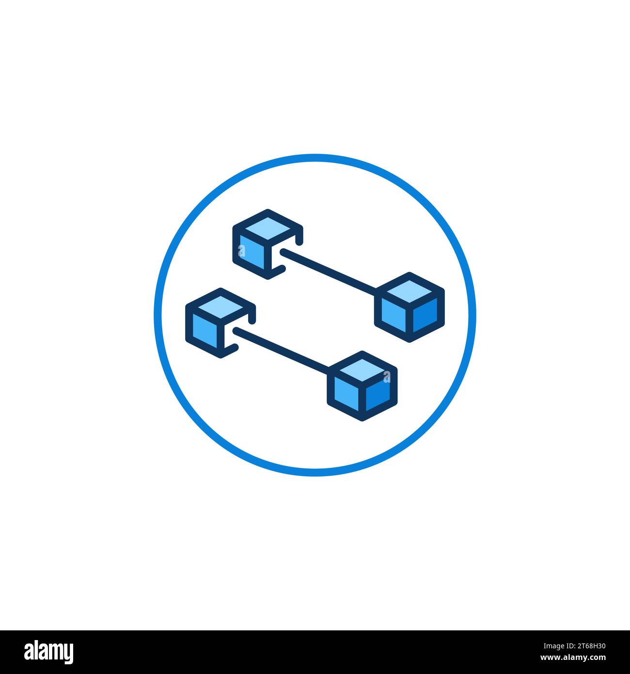 Block-Chain vector concept blue round icon - Circle with Cryptocurrency ...