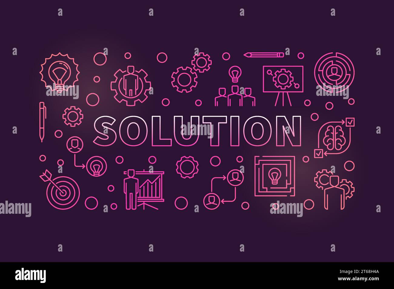 Solution horizontal colorful vector illustration in outline style on ...