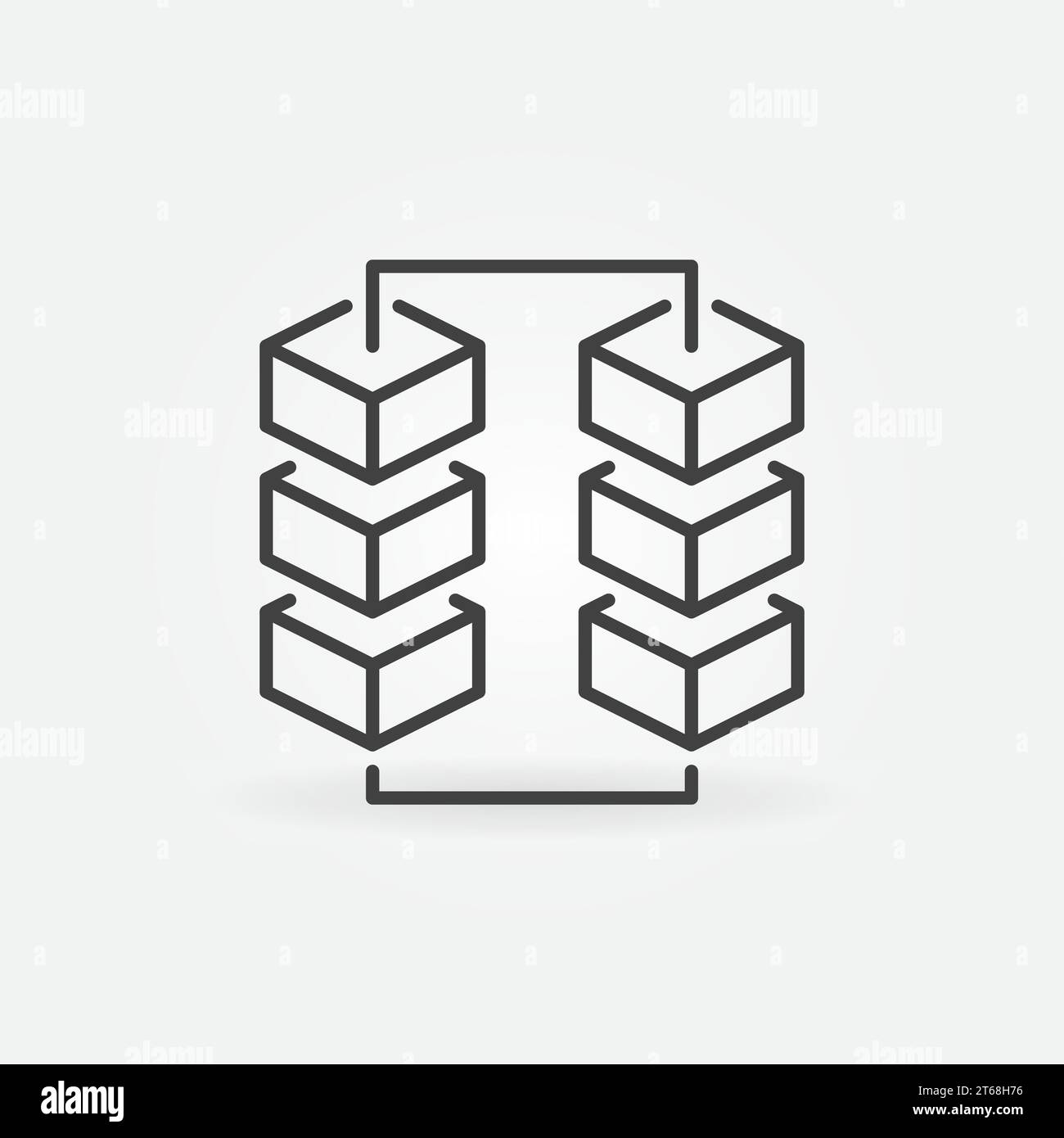 Blockchain with Six Blocks outline vector concept icon. Cryptocurrency ...