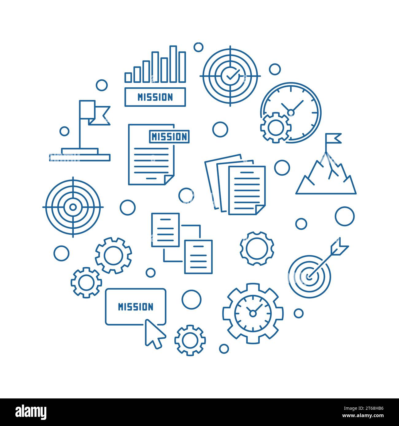 Vector mission business concept circular illustration in thin line ...