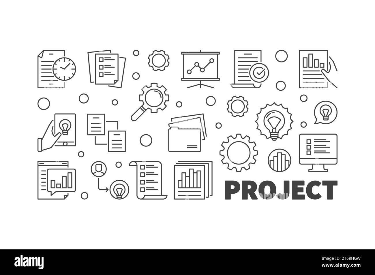 Project vector horizontal concept outline illustration or banner Stock ...