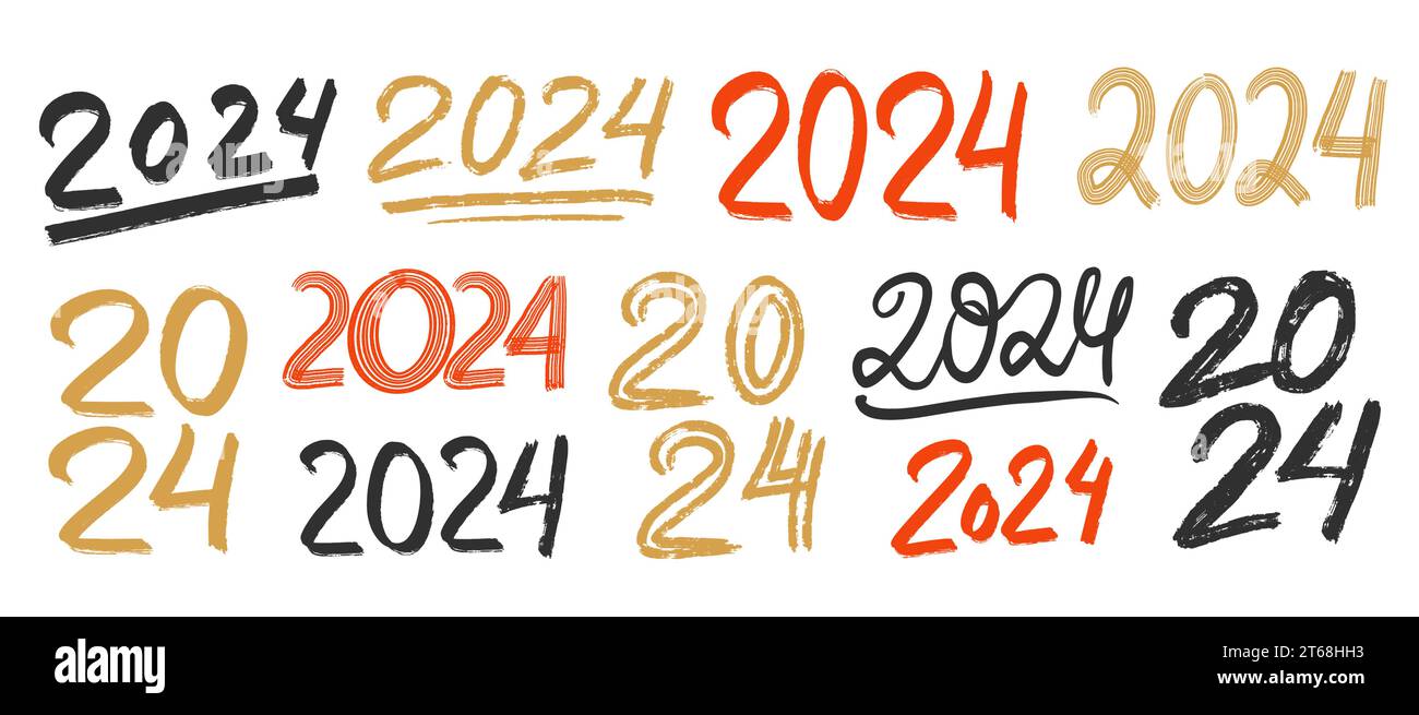 Happy new year 2024 set design elements collection Stock Vector Image ...