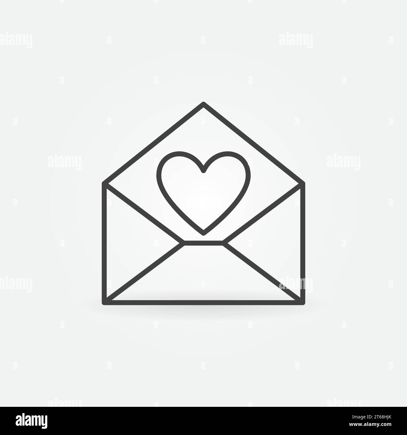 Envelope with Heart vector outline icon. Love letter or Valentine ...