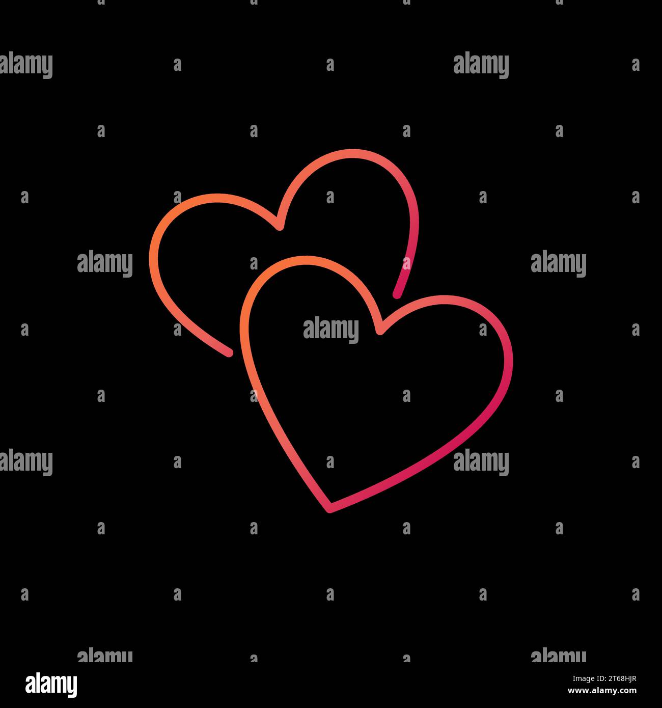 Two Hearts vector colorful line icon. Love concept linear sign or logo ...
