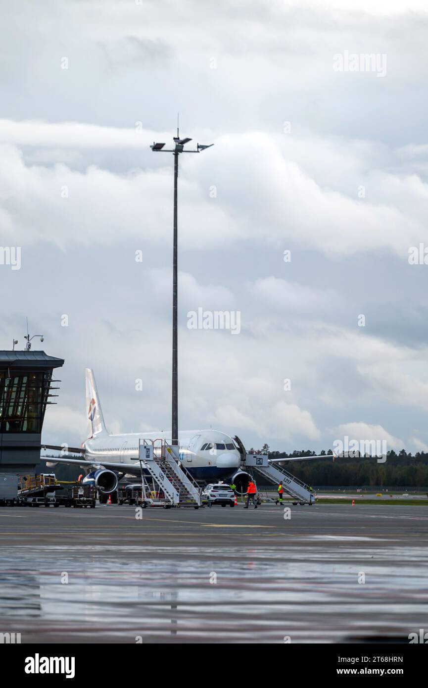 Riga, Latvia - October 5, 2023: Commercial passenger aircraft on ...