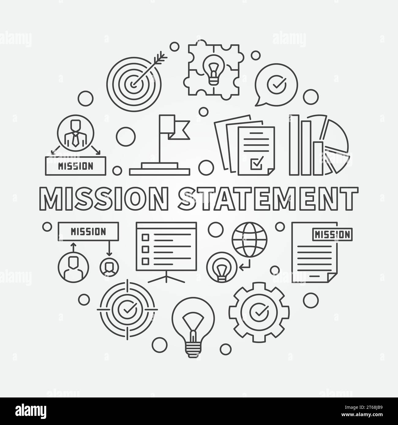 Mission Statement vector round concept minimal illustration in thin ...
