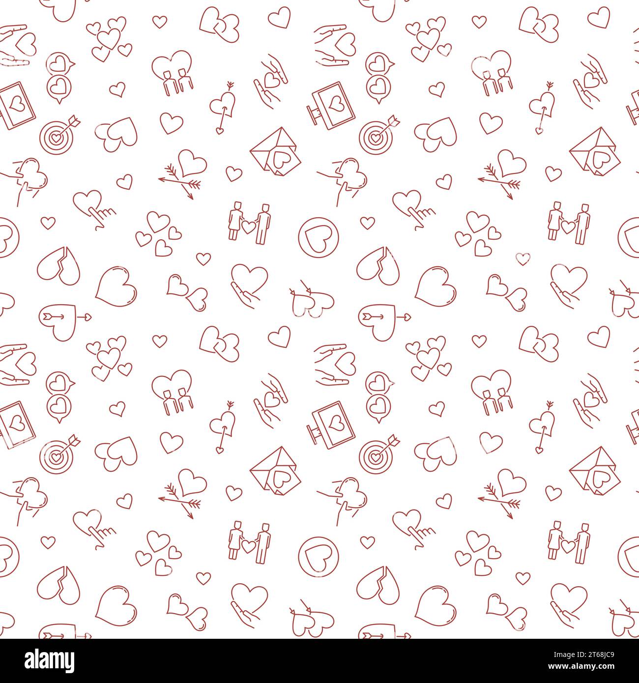 Love concept linear seamless background. Vector minimal outline pattern ...
