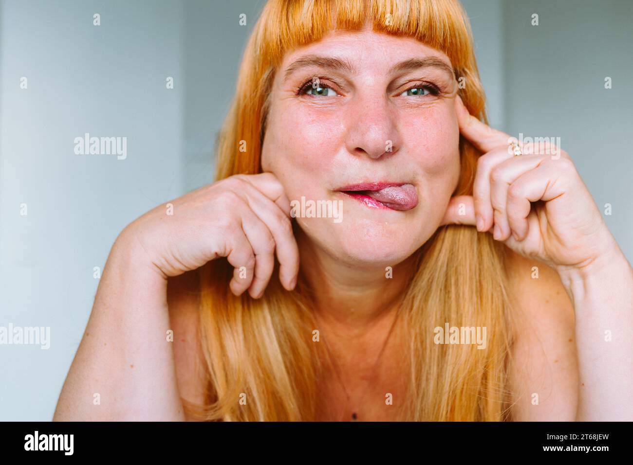 Portrait middle-aged red-haired woman Stock Photo - Alamy