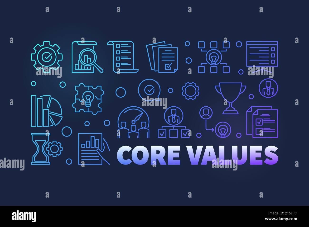 Vector Core Values Outline Modern Illustration Or Banner On Dark Background Stock Vector Image
