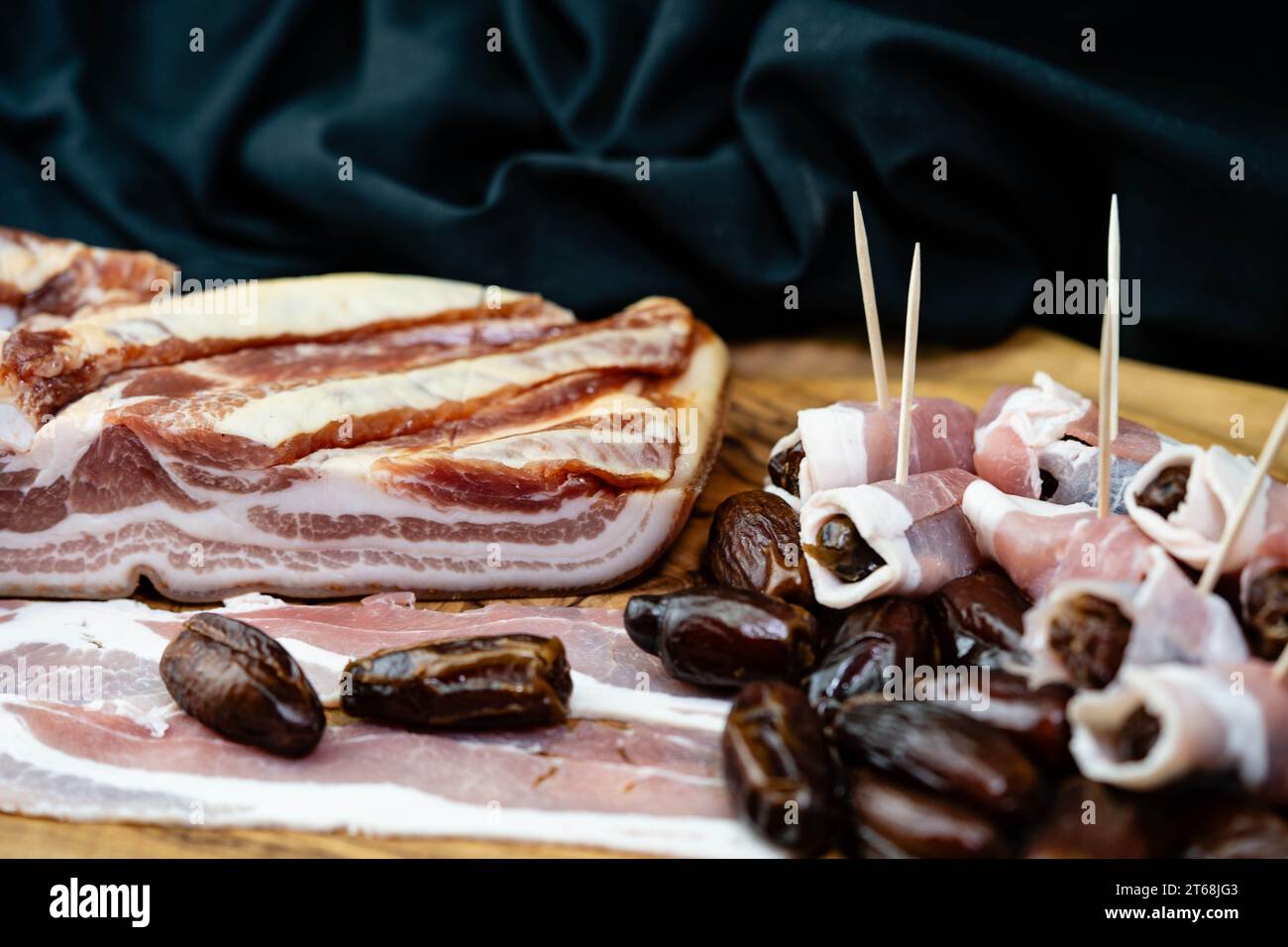 Fruits of the date palm Phoenix dactylifera and bacon Stock Photo - Alamy