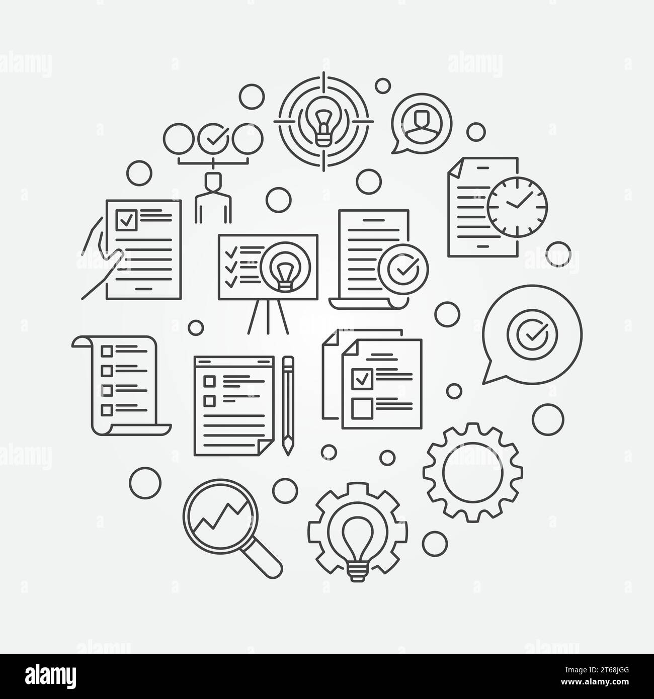 Business Action Plan vector concept circular minimal illustration in ...