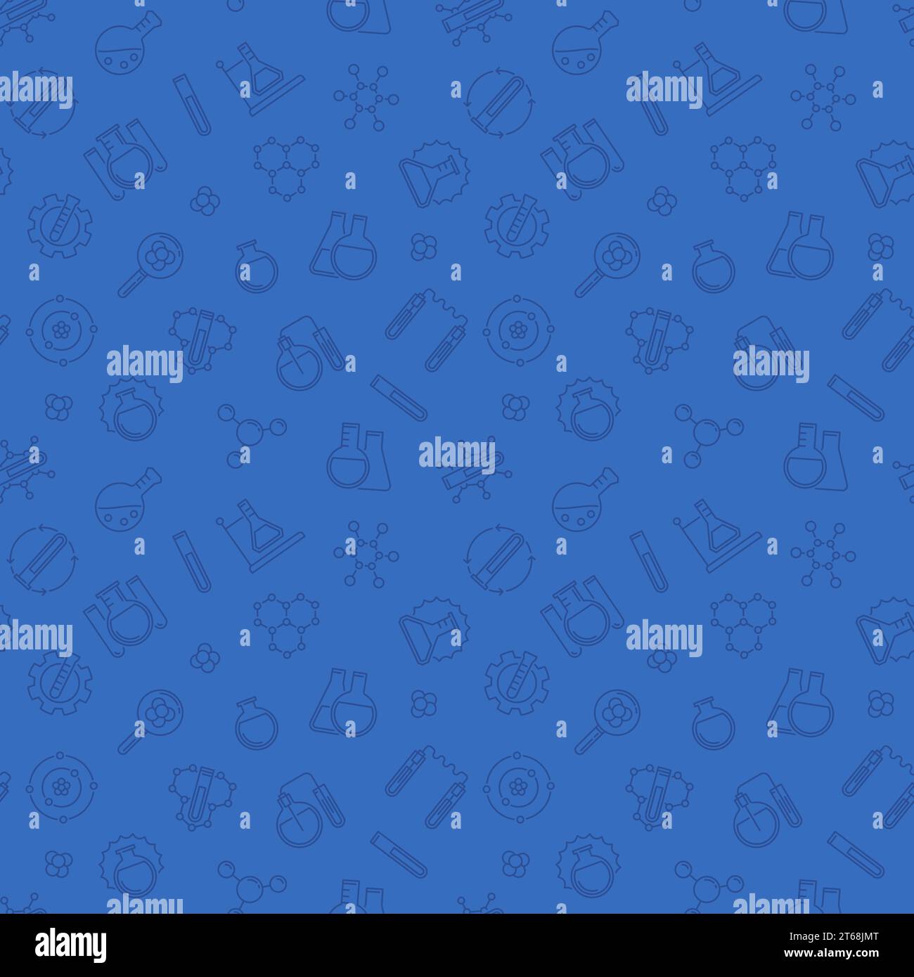 Chemistry outline blue vector pattern. Chemical concept seamless ...