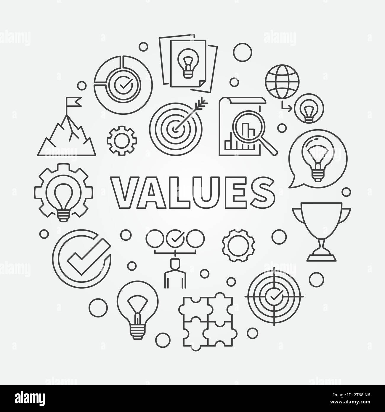 Values vector round concept minimal outline illustration Stock Vector ... Values vector round concept minimal outline illustration Stock Vector ...