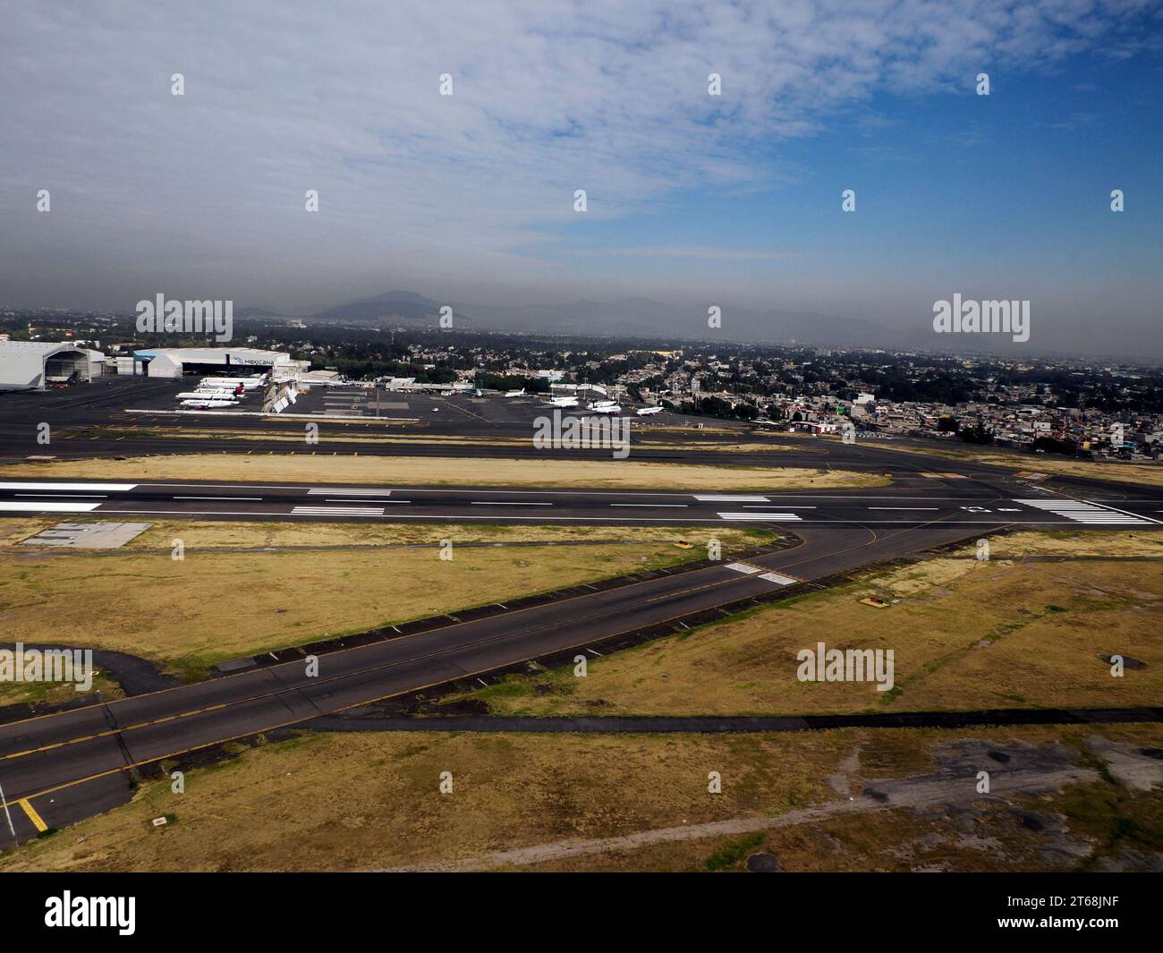 mexico city airport benito juarez aerial view landscape from airplane ...