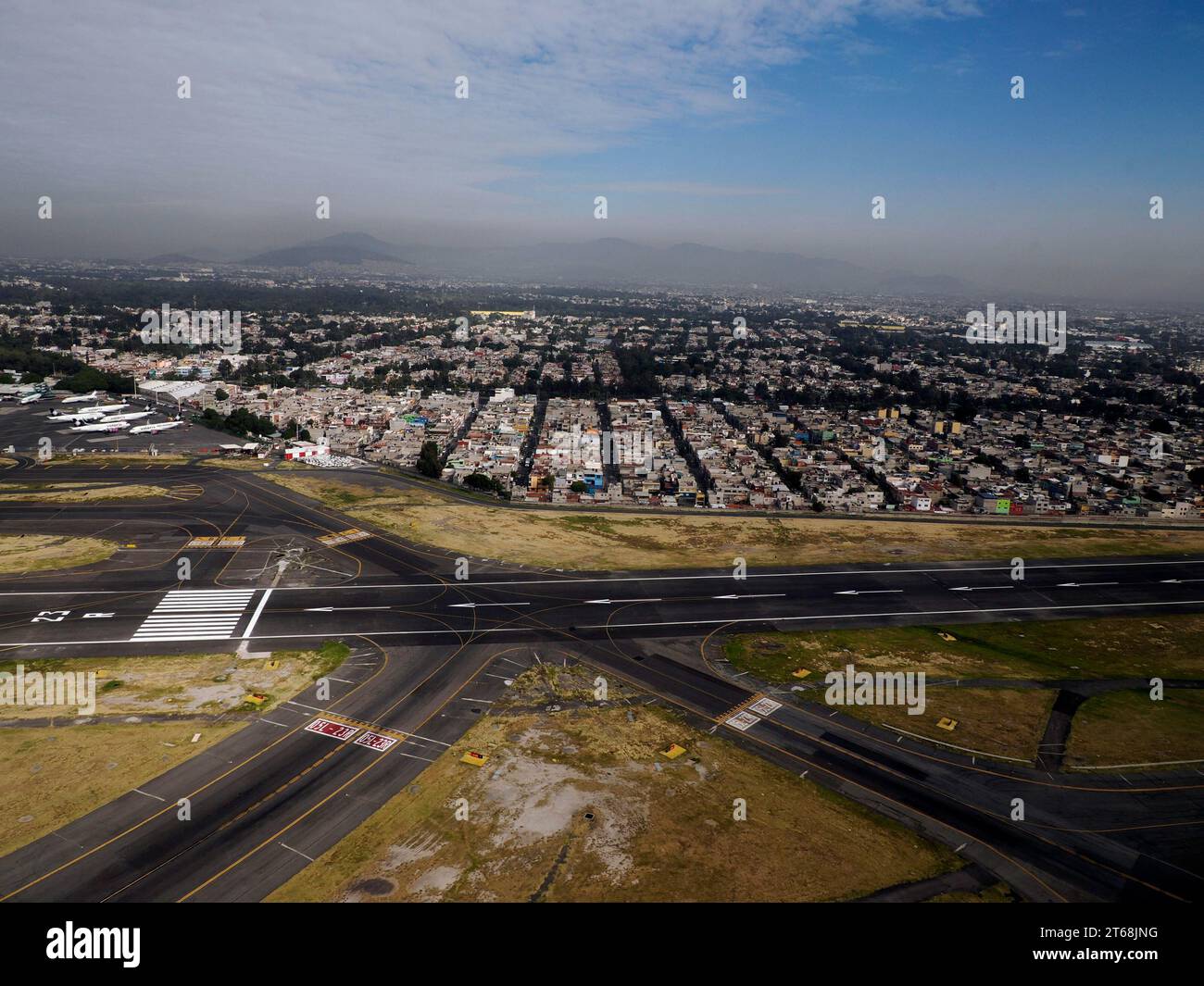 mexico city airport benito juarez aerial view landscape from airplane ...