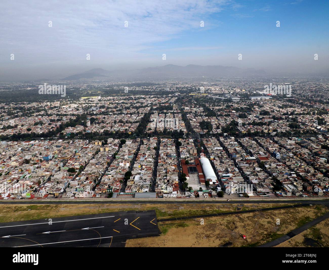 mexico city airport benito juarez aerial view landscape from airplane ...