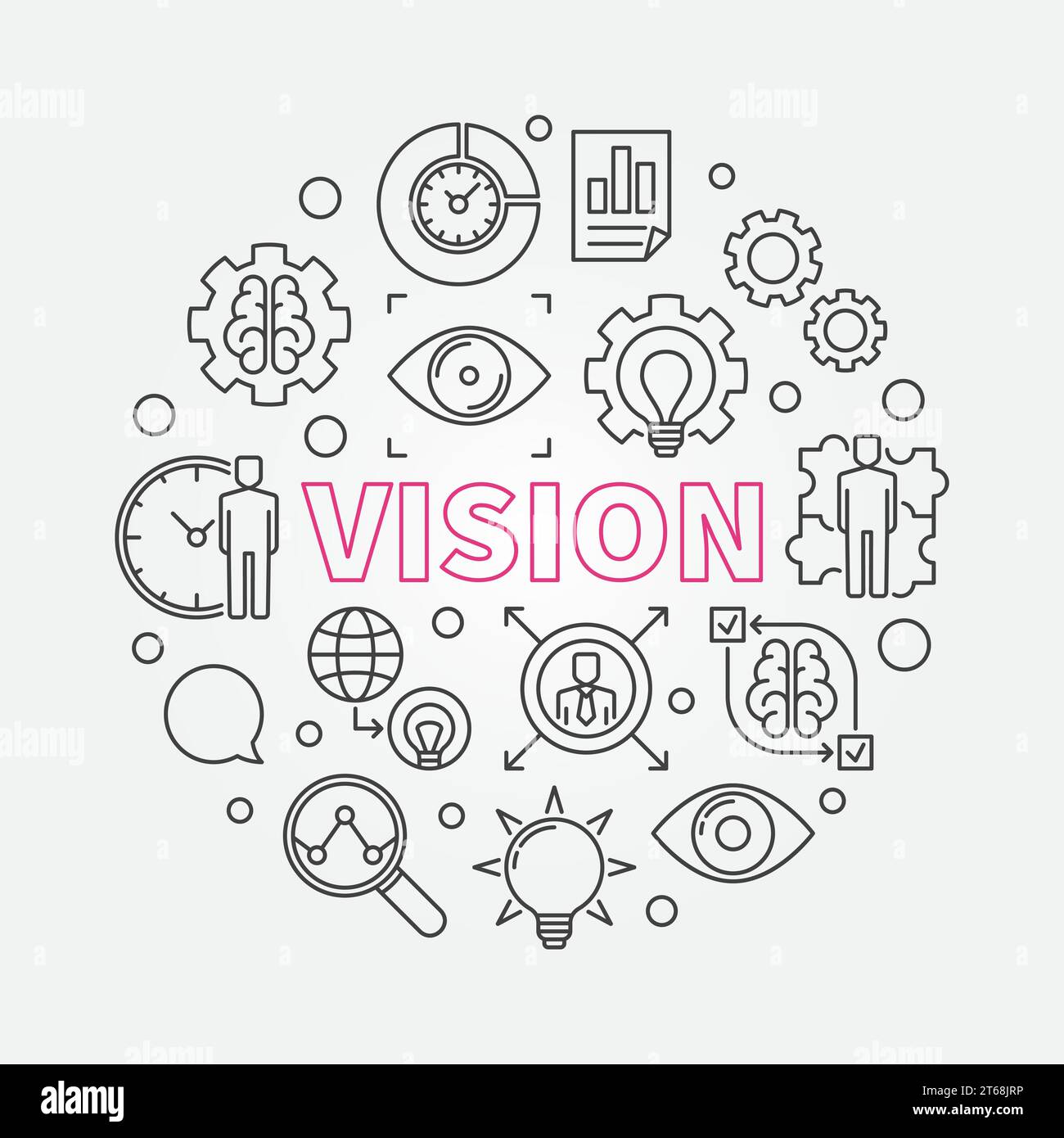 Vision vector round concept design illustration in thin line style ...