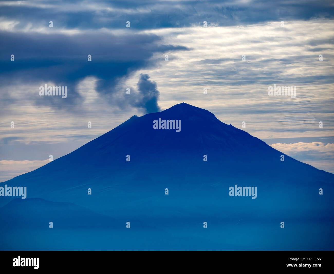 Smoking Popocatepetl volcano in Mexico aerial Stock Photo - Alamy
