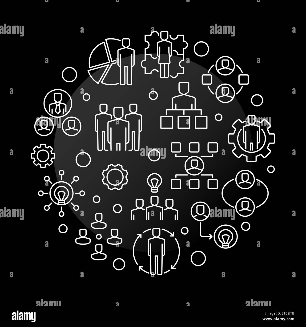 Vector Business Collaboration round concept illustration in outline ...
