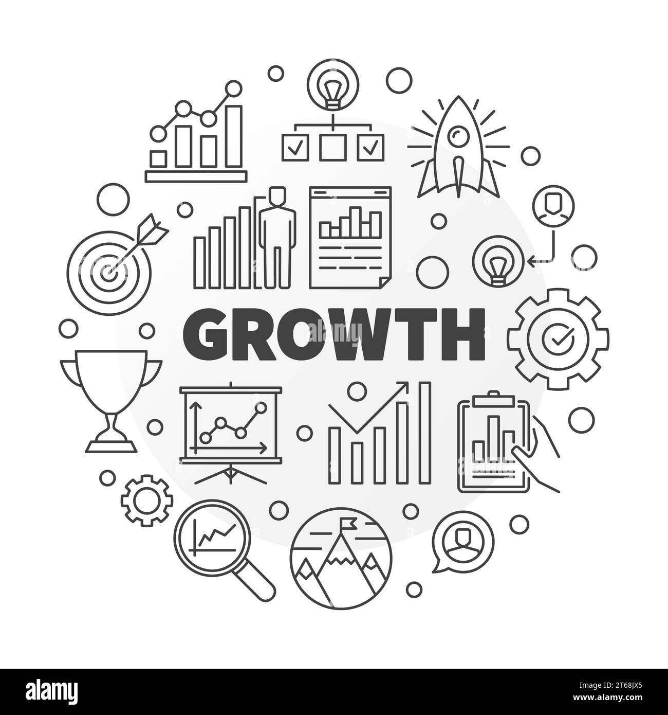 Vector Growth concept simple round illustration in thin line style ...