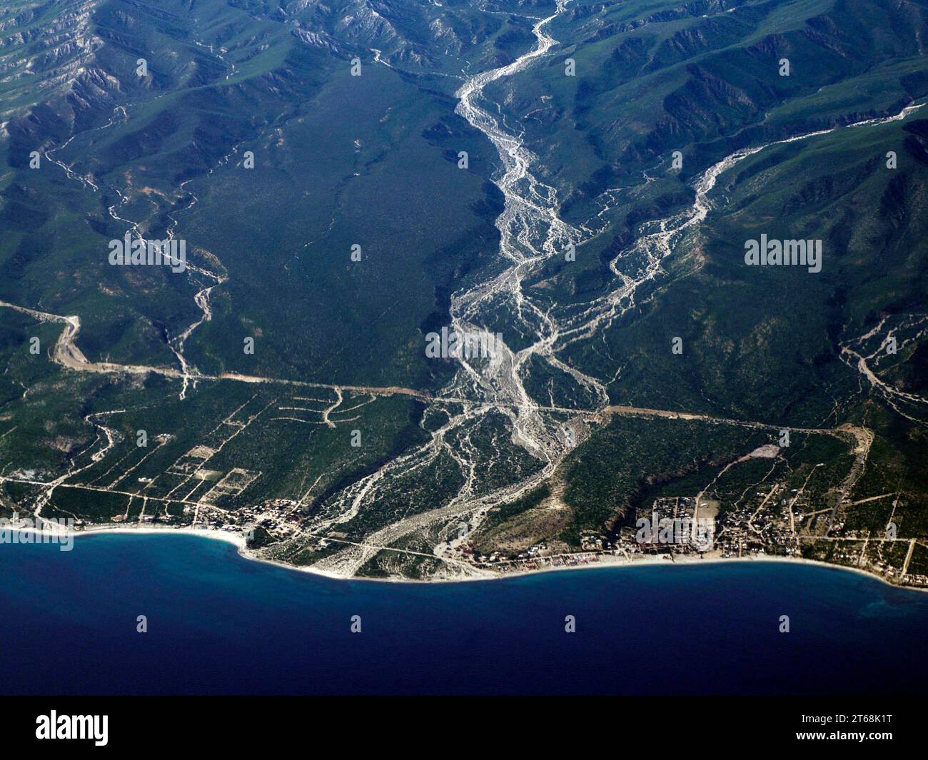 An aerial view of beautiful mountains near the sea in Bahia de ...