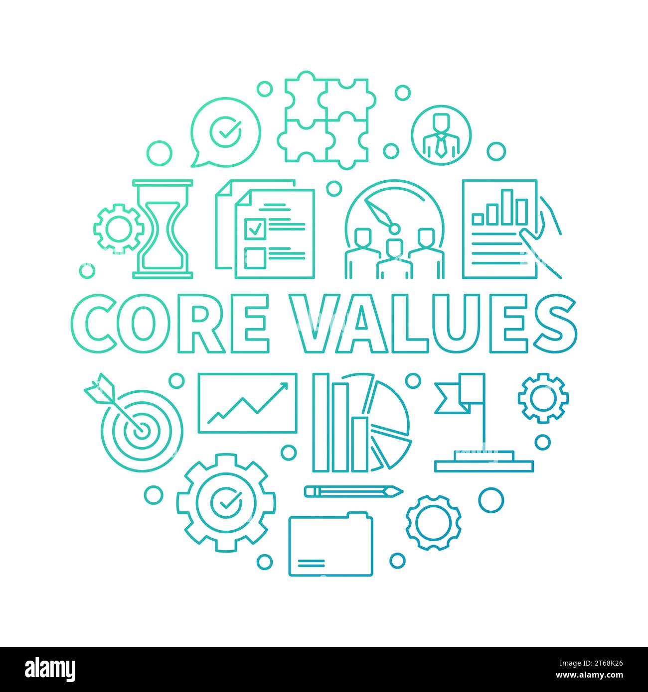 Core Values Vector Round Modern Outline Illustration On White
