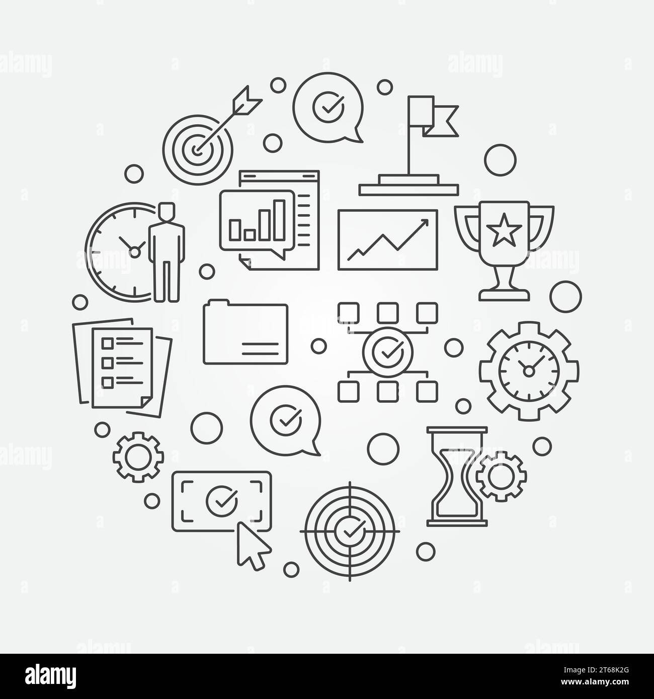 Goal setting vector minimal business round illustration in thin line ...