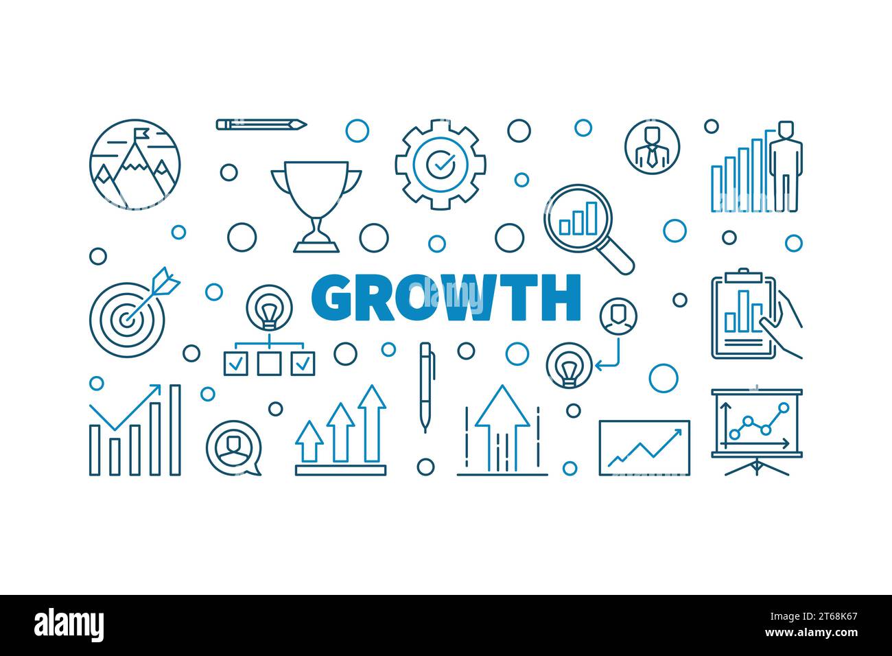Vector Growth concept creative horizontal outline illustration or ...