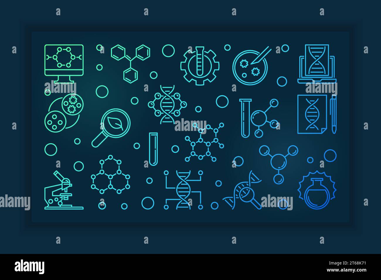 Biological Engineering outline colorful banner. Bioengineering ...