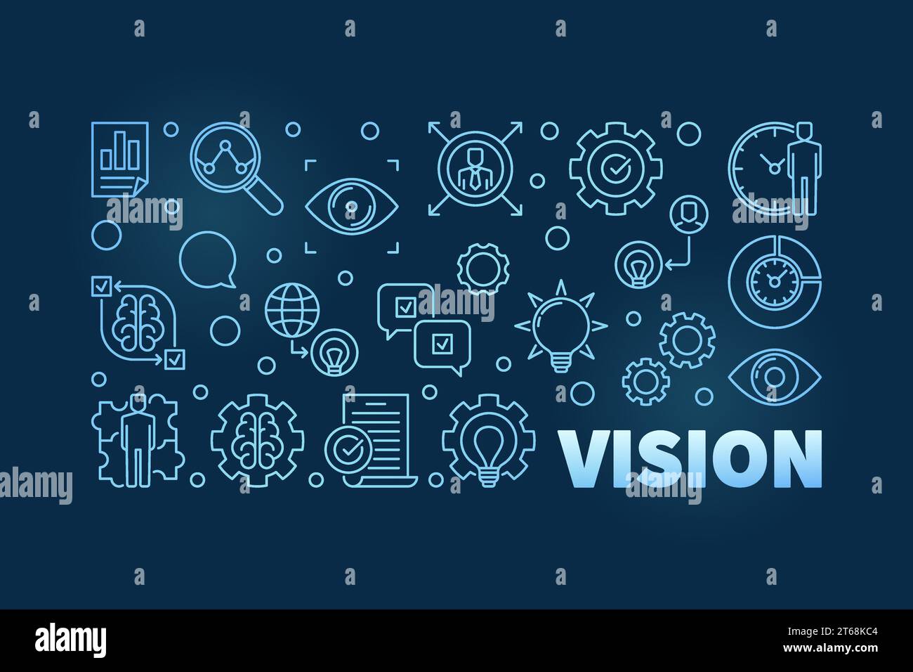 Vision vector blue linear illustration. Business Vision modern outline ...