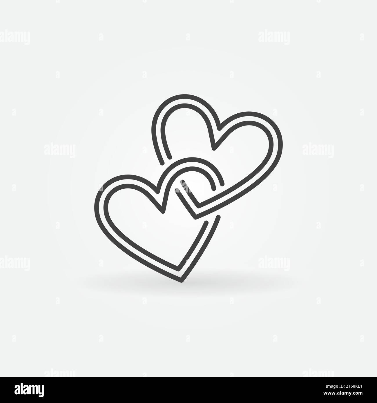 Two Crossed Hearts vector linear icon. Love concept symbol in thin line ...