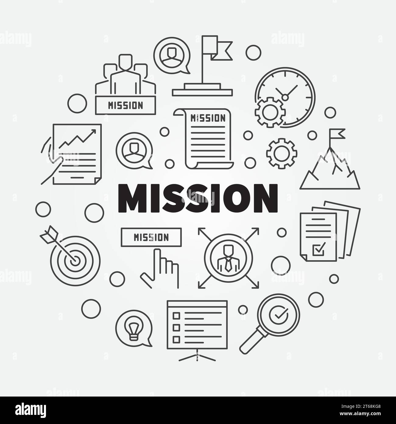 Vector Mission concept outline round simple illustration Stock Vector ...