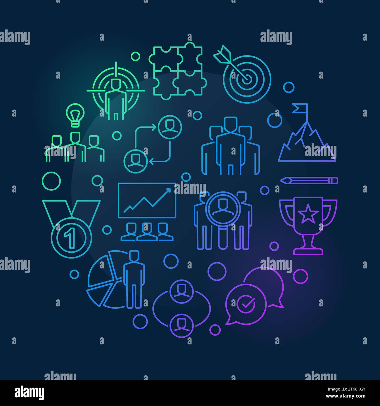 Business Leader vector concept round colored outline illustration on ...