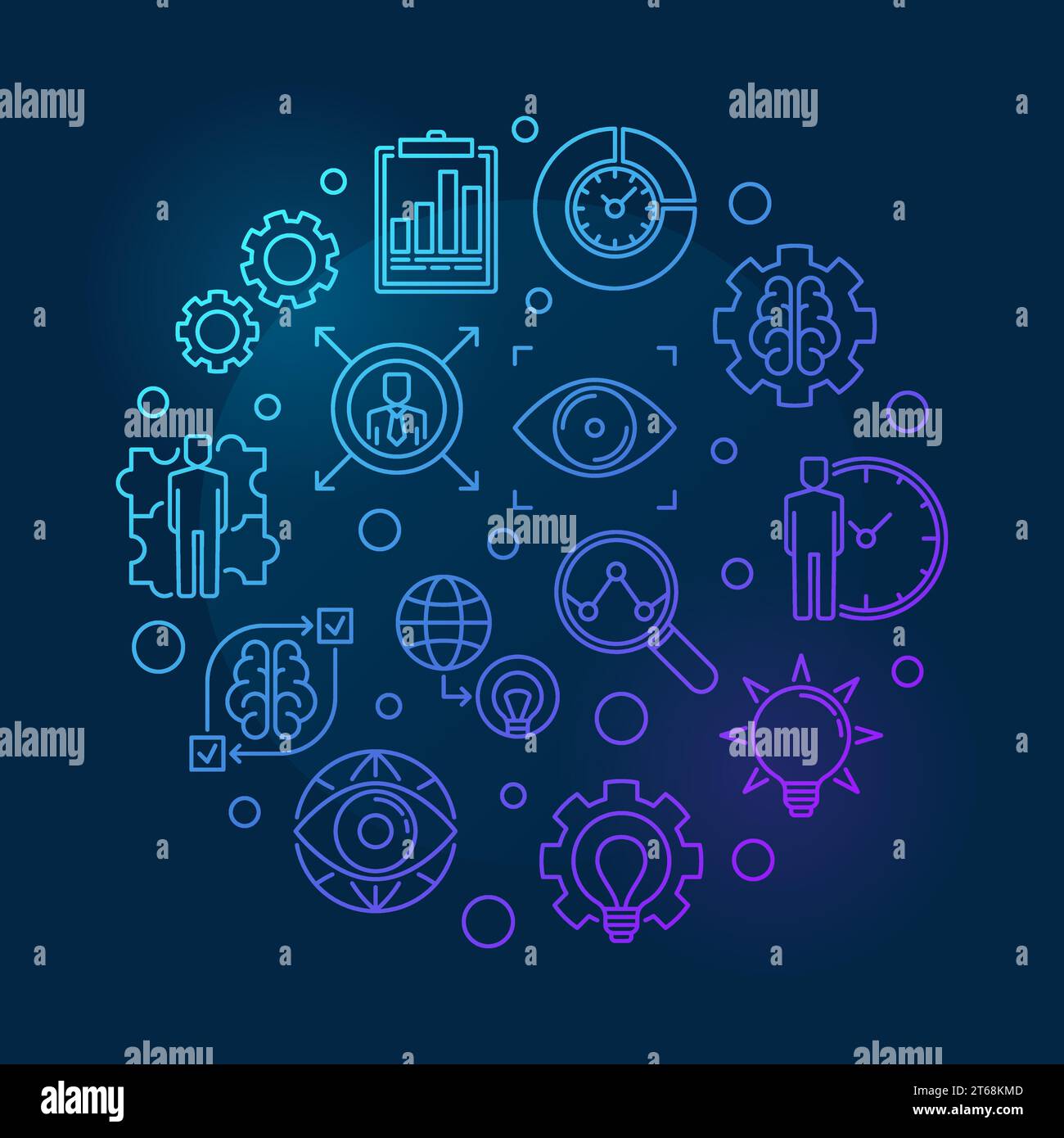 Vision Statement vector blue illustration. Business Vision round ...