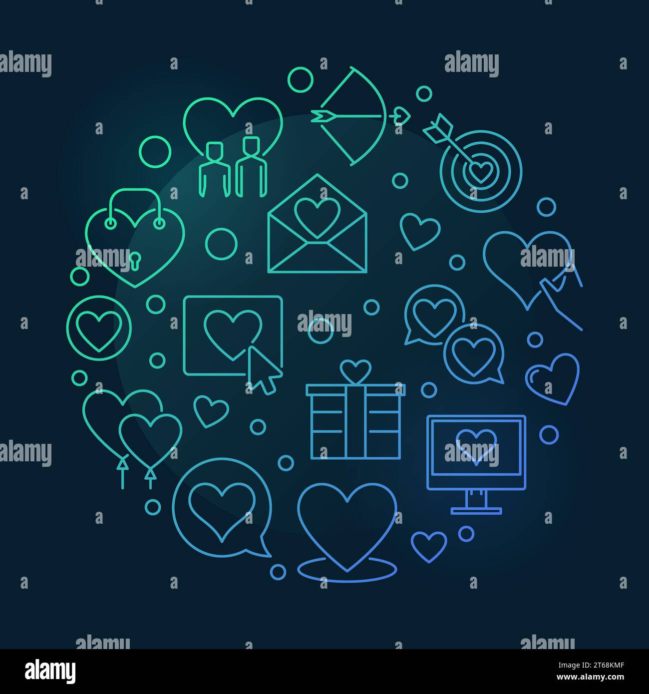 Love and Interpersonal Relationship vector round colored linear ...