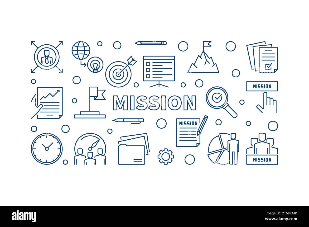 Vector Mission blue concept outline horizontal illustration or banner ...
