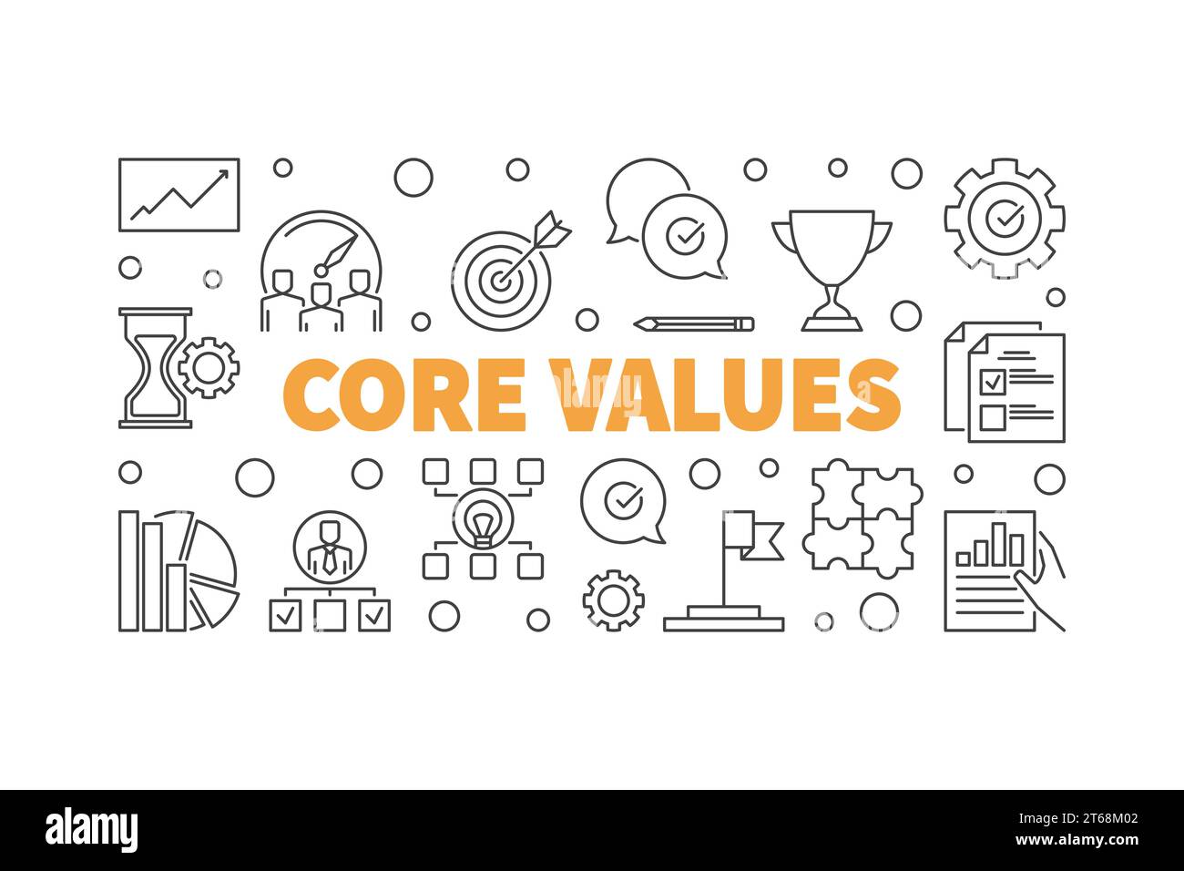 Core Values horizontal concept illustration or banner in thin line ...