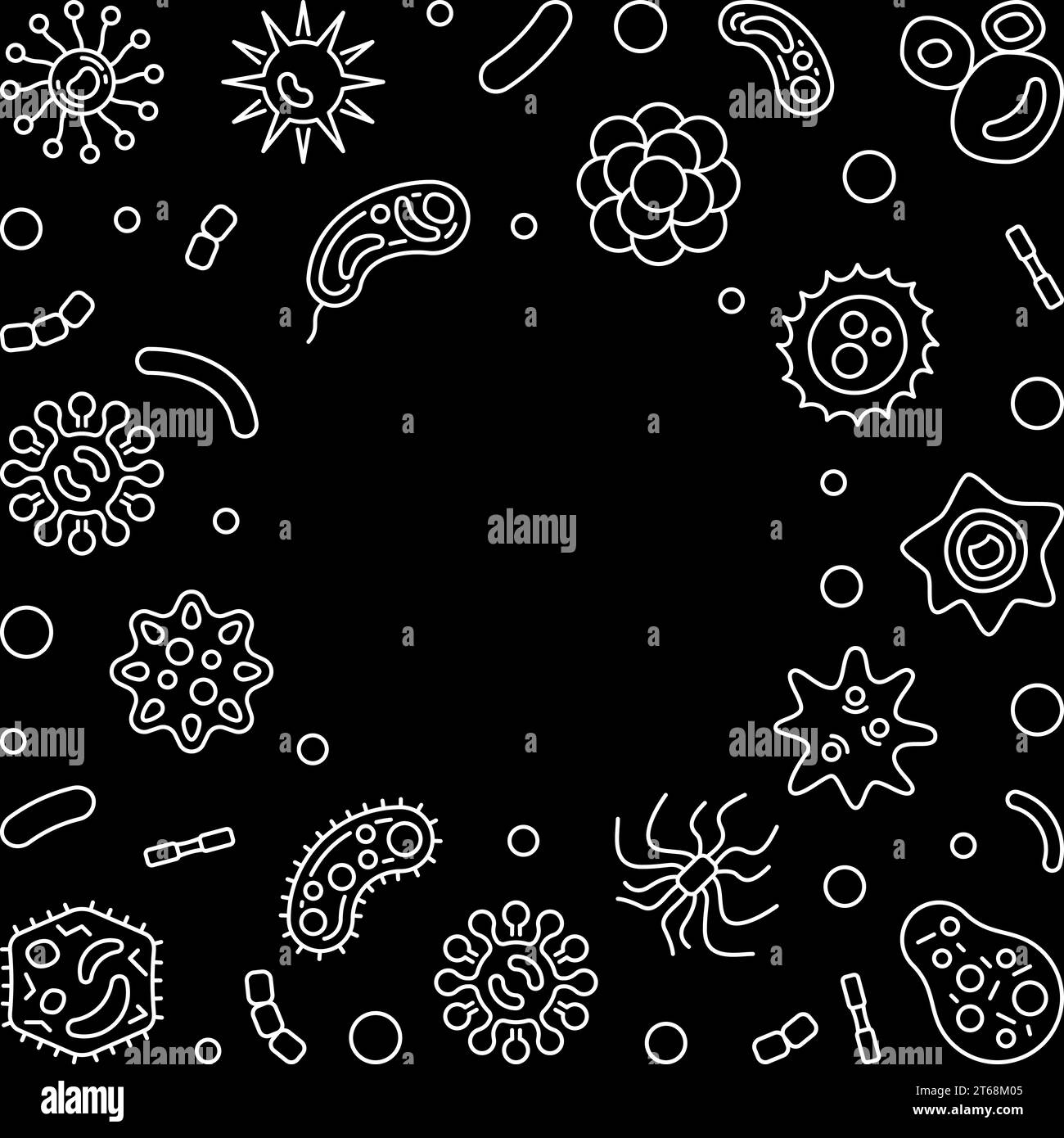 Bacteria square background with place for your text. Vector concept ...
