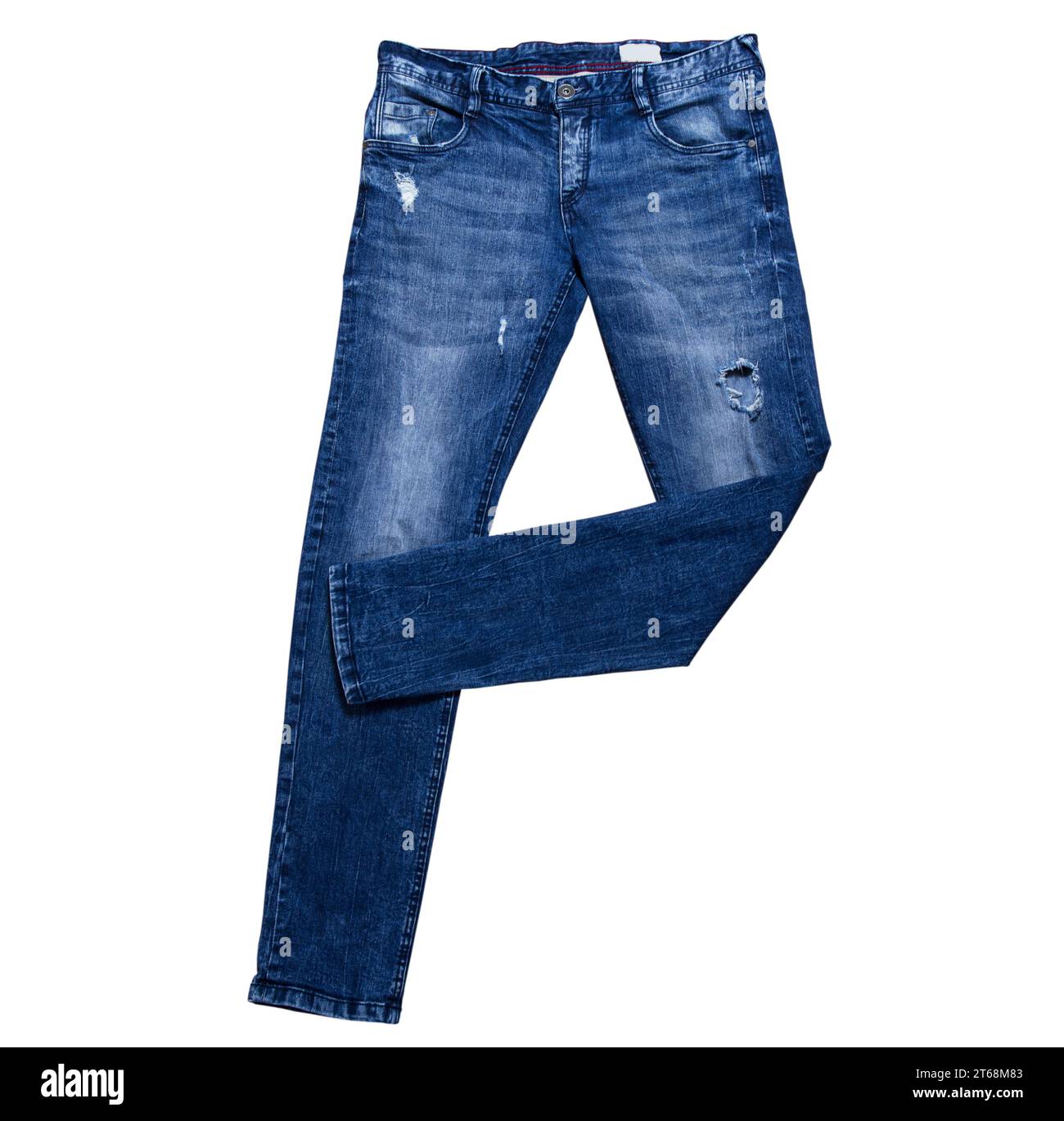 Jeans isolated on white, denim pants isolated, folded blue jeans ...