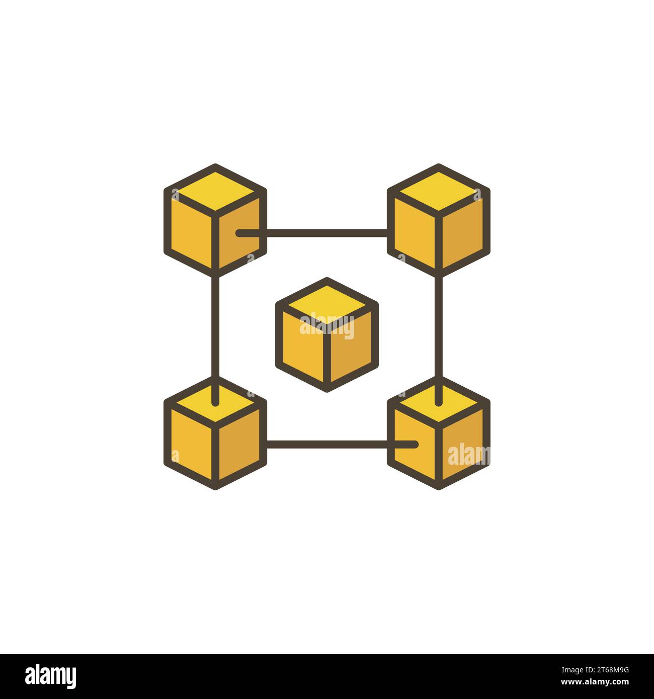 Blockchain vector yellow creative icon or logo element on white ...