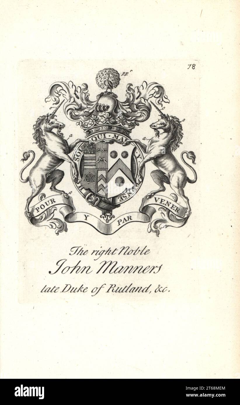 Coat of arms and crest of the right noble John Manners, 2nd Duke of ...