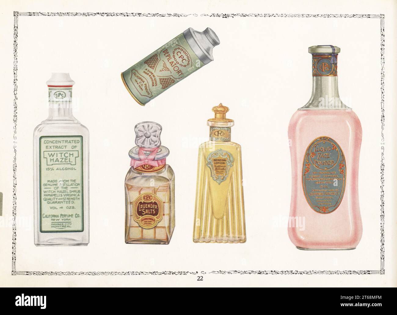 CPC brand cosmetics from 1926. Bottle of Witch Hazel Extract, can of ...