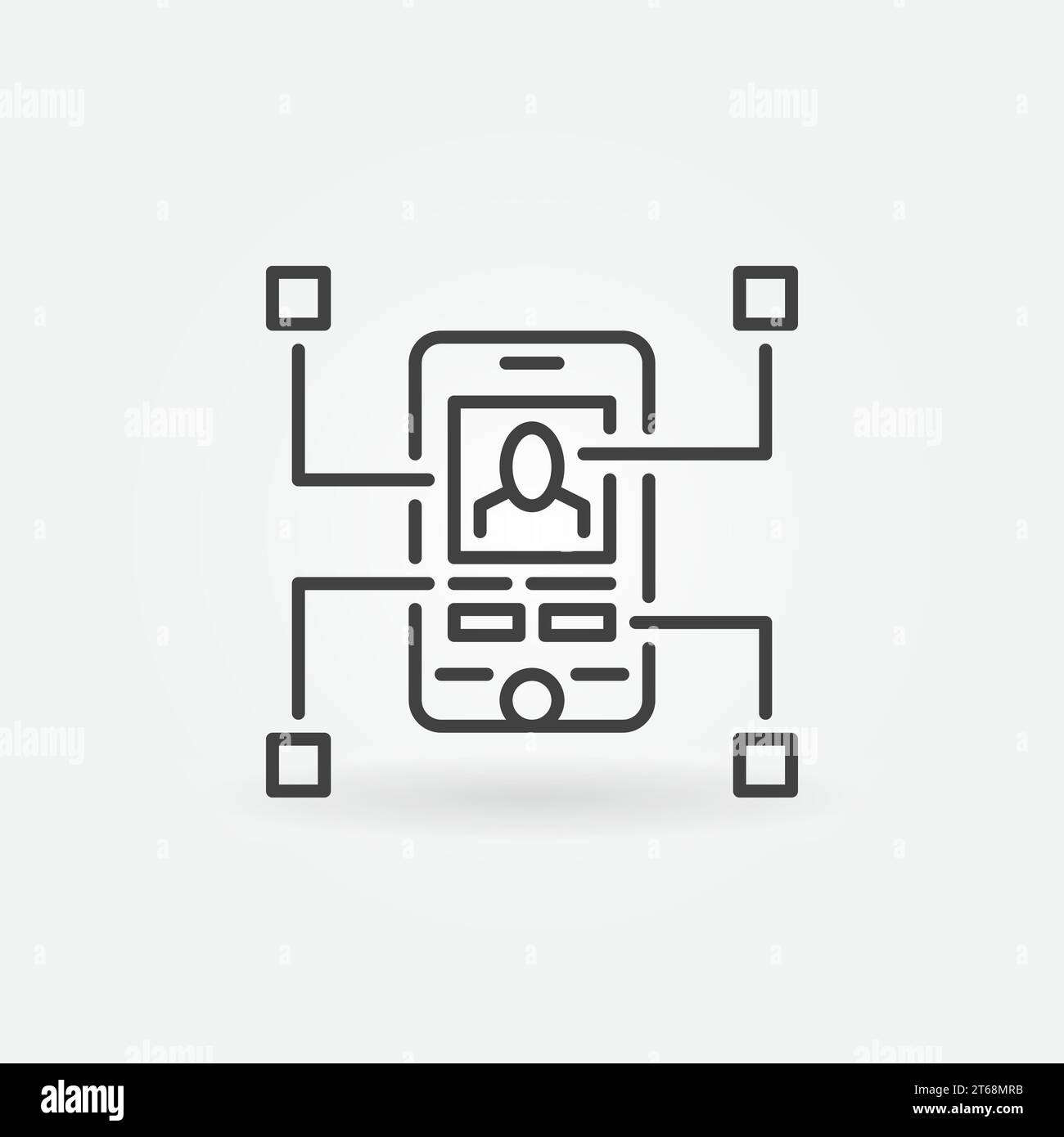 Mobile app development vector concept icon or symbol in thin line style ...