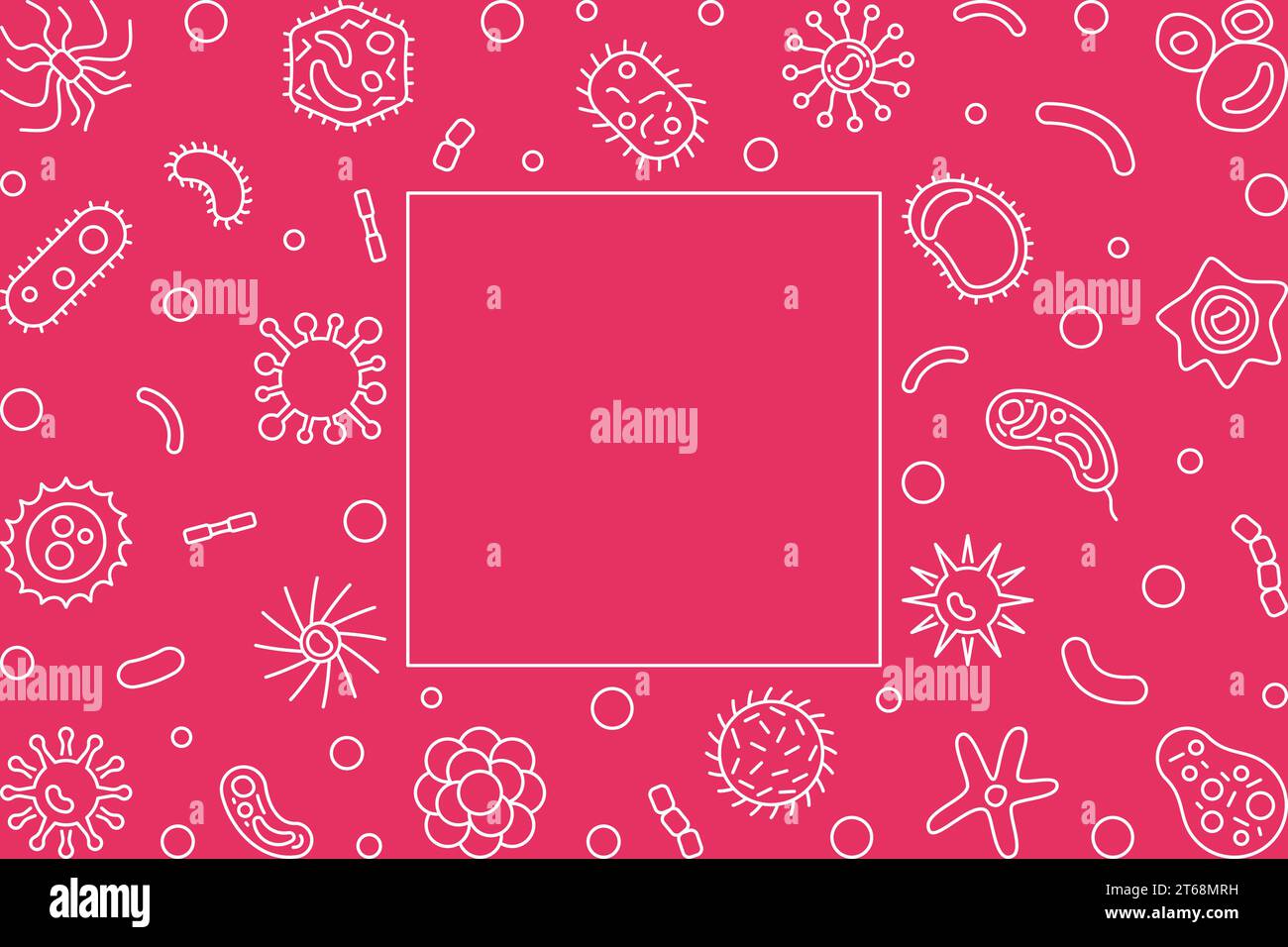 Bacterial cells horizontal frame. Vector concept illustration in thin ...