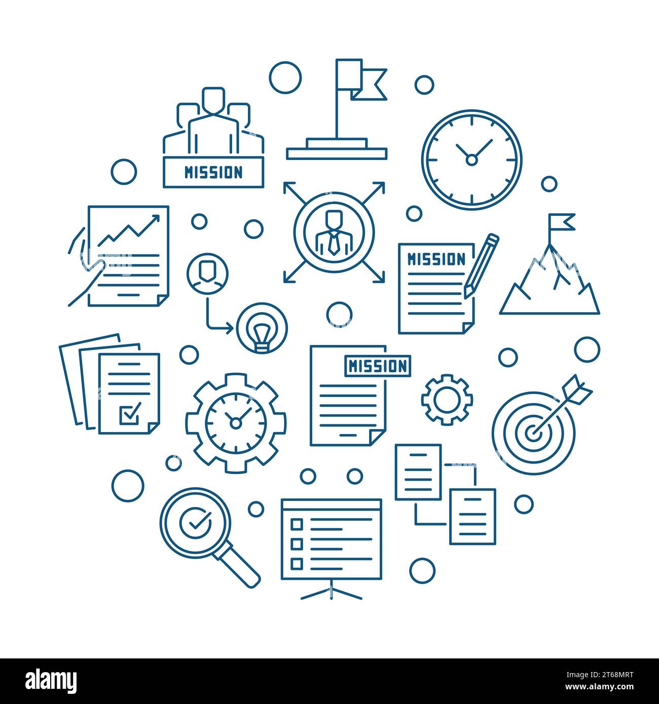 Company Mission Statement vector round simple illustration in outine ...