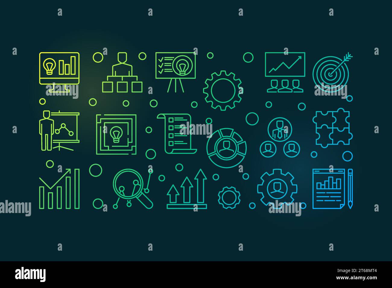 Strategic Planning Process colored banner on dark background. Vector ...