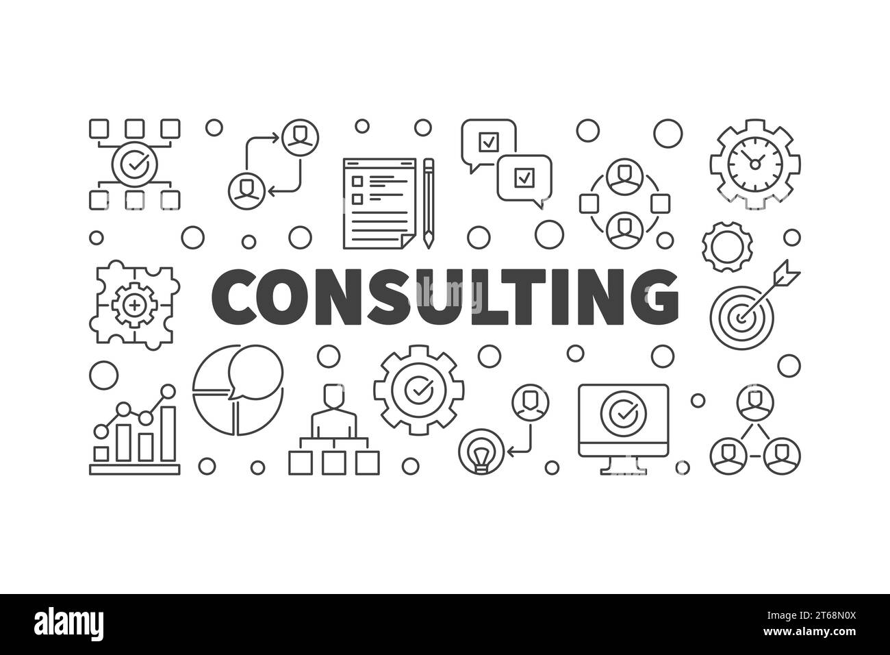 Vector Consulting concept minimal thin line illustration or banner on ...