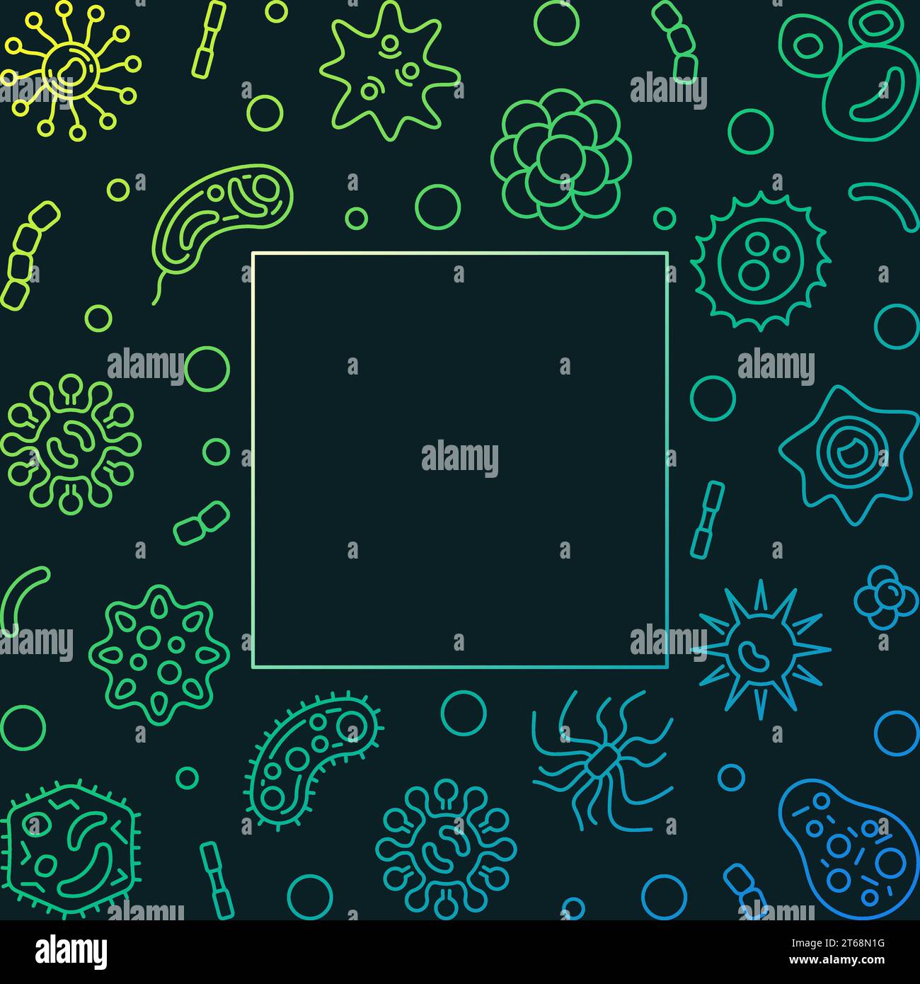 Bacterium microbiology creative frame with empty space for text. Vector illustration made with ...