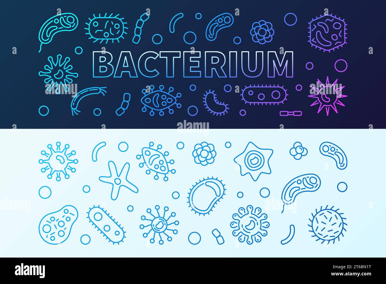 Bacterium microbiology blue modern banners - vector illustration made ...