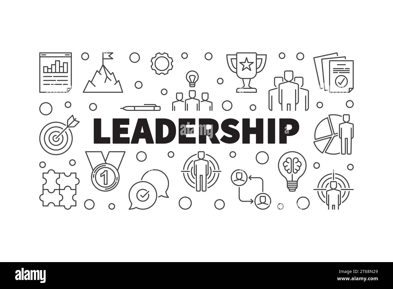 Vector Leadership creative horizontal outline concept illustration or ...